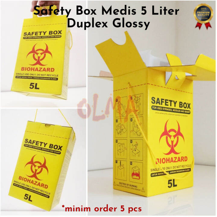 Safety Box 5 Liter Biohazard Medis Inner+Tali Tempat Limbah Medis | Lazada Indonesia