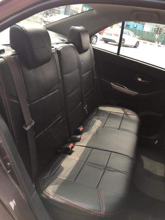 Perodua Bezza 1.3 Black with Red Line Car Seat Cover PVC Leather ...