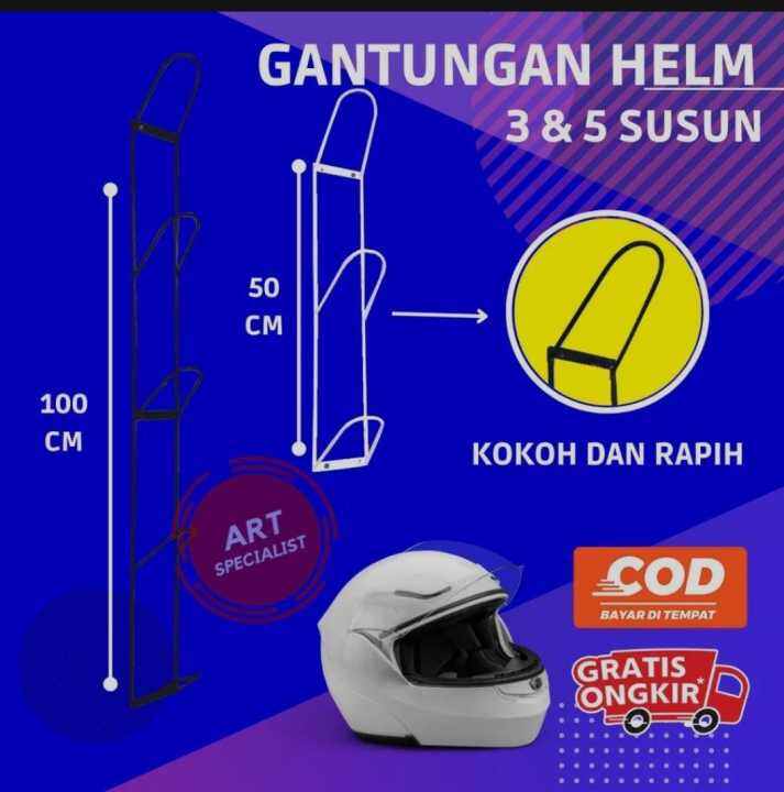 RAK HELM 5 SUSUN COATING TER MURAH / GANTUNGAN HELM HEMAT TEMPAT ...