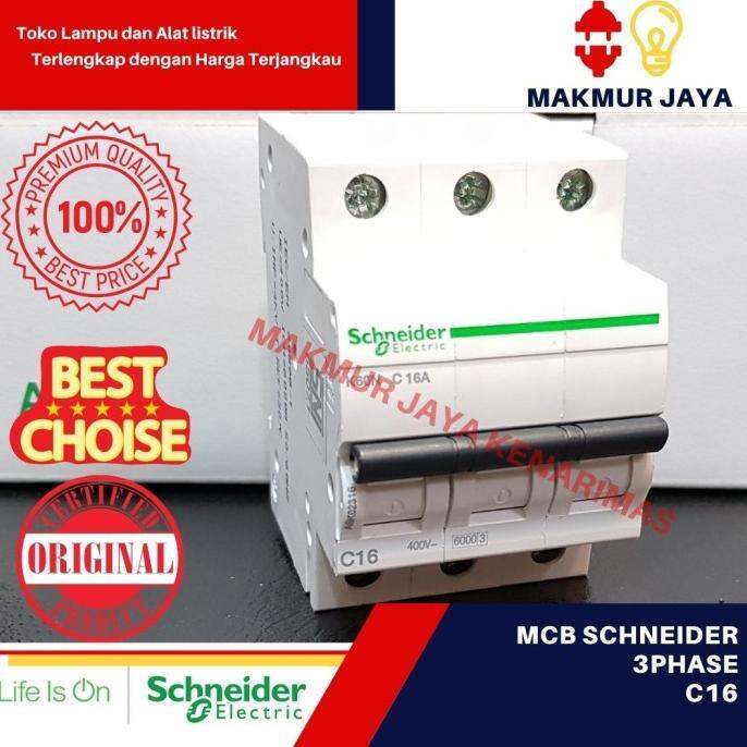 TERLARIS mcb 3 phase 10A 16A 20A 32A 63A schneider / mcb 3p 10A16A 20A 32A 63A /BROCO SAKLAR ...