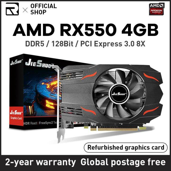 1 AMD RX 550 4GB Radeon การ์ดจอ Rx550 4G GDDR5 128Bit HDMI DP DVI-D ...
