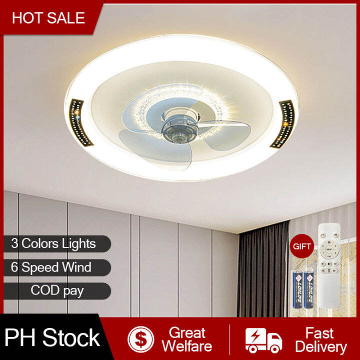CHNT Nordic Ceiling fans light, simple invisible ceiling light with fan ...