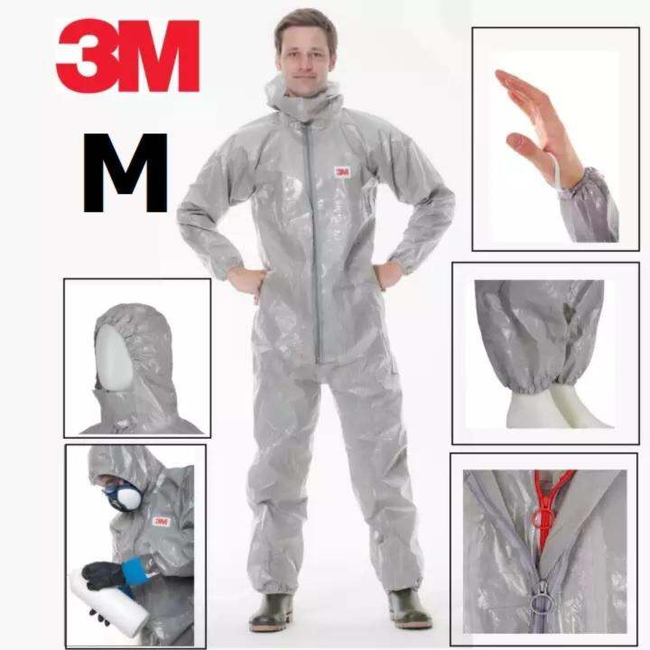 3M ชุดป้องกันสารเคมีรุ่น 4570 ผ่านมาตรฐานการป้องกัน Coverall Grey Type ...