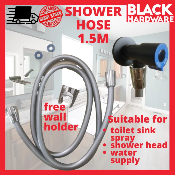 BLACK HARDWARE 1.5M Rubber Paip Flexible Spray shower Hose Pipe Sink ...