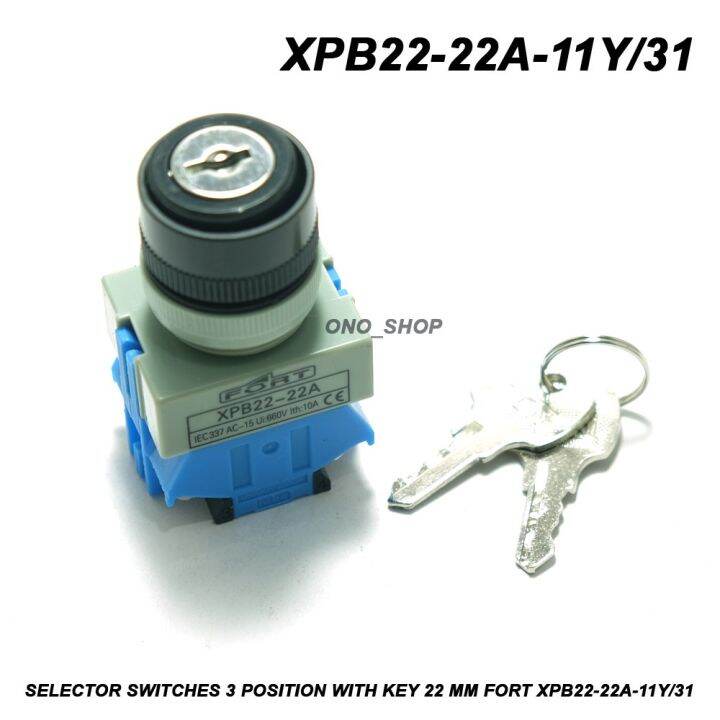Selector Switches 3 Position With Key 22 mm Fort XPB22-22A-11Y/31 ...