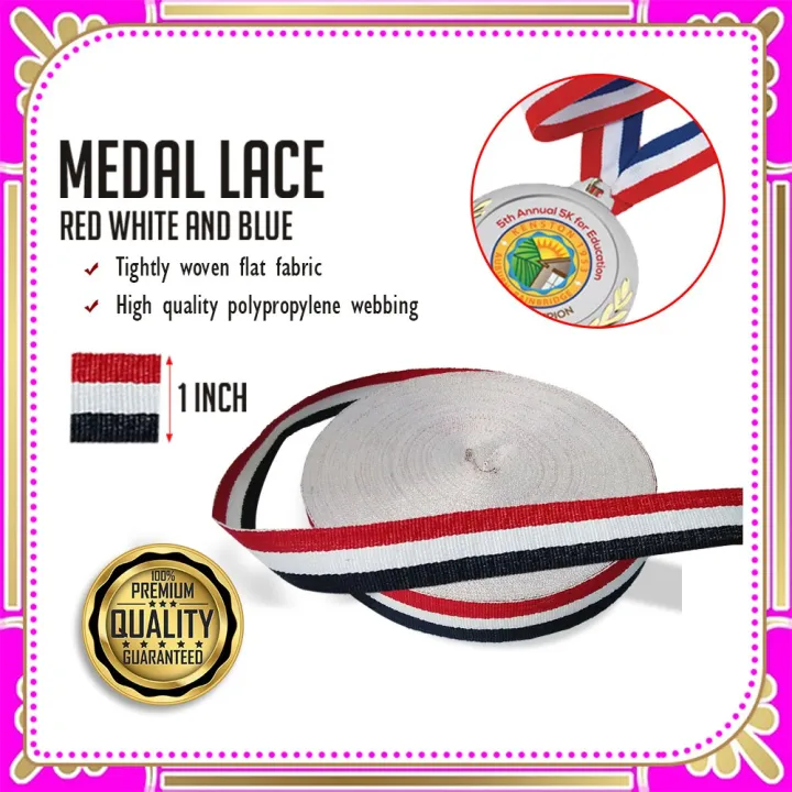 Medal Lace Red, White and Blue (50 yards per roll) || 34 inches 1 inch ...