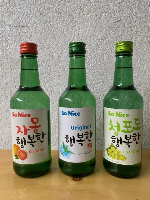 So Nice Soju Original, Green Grape, Grapefruit Flavor 360ml x 3 Bottles ...