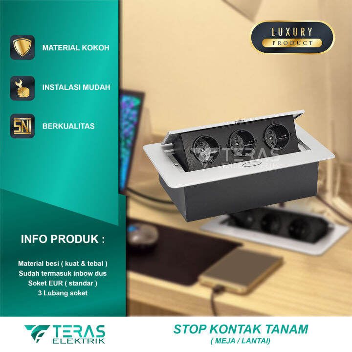 Stop Kontak Tanam Stop Kontak Meja Lantai 3 Colokan | Lazada Indonesia