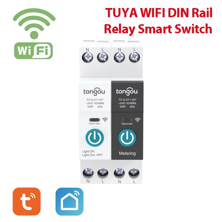 TUYA WIFI Smart Circuit Breaker 1P 63A With Metering DIN Rail For Smart ...