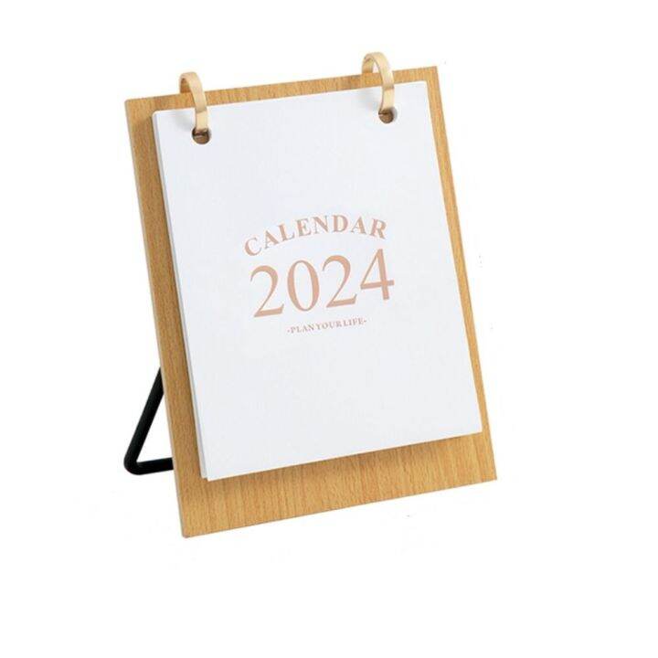 ASSERT Foldable Desk Calendar Wooden Small Standing Flip Calendar 2024 ...
