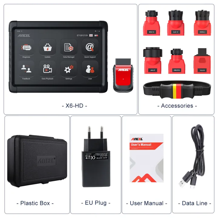 Ancel X6 HD 24v Truck Diagnostic Tool with Tablet for Bendix for ...