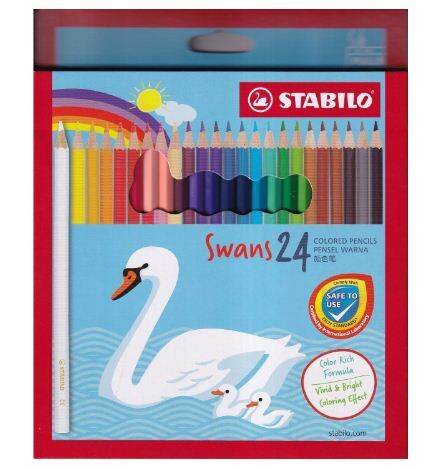 Quality STABILO Swan 24 long length Assorted Colored Pencils Smooth ...