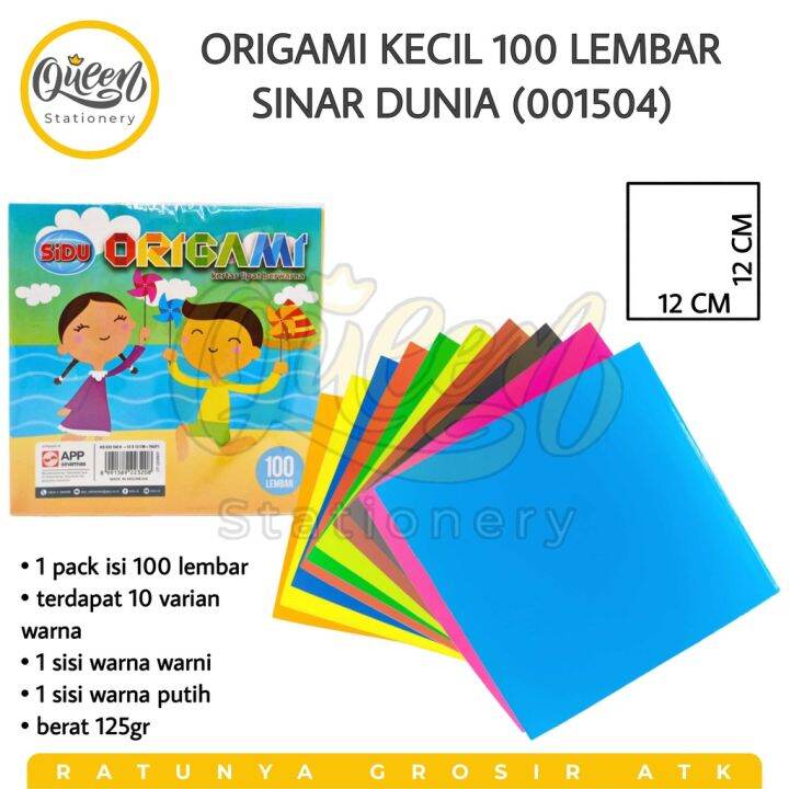 1 PACK ORIGAMI KECIL 100 LEMBAR SINAR DUNIA KERTAS LIPAT 1 SISI WARNA ...