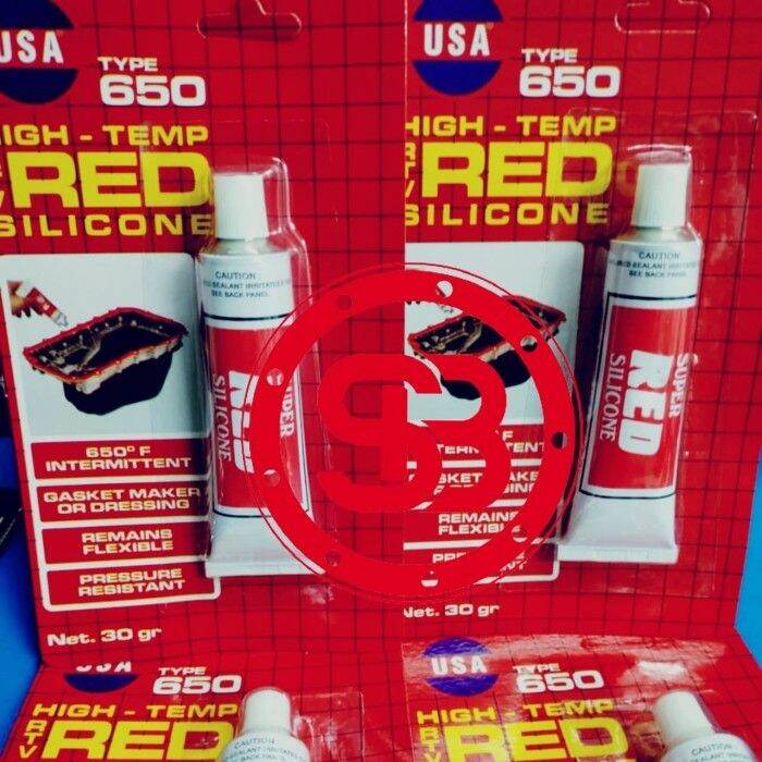 LEM HIGH TEMP SILICONE USA 650 30gr SEALANT Gasket MERAH | Lazada Indonesia