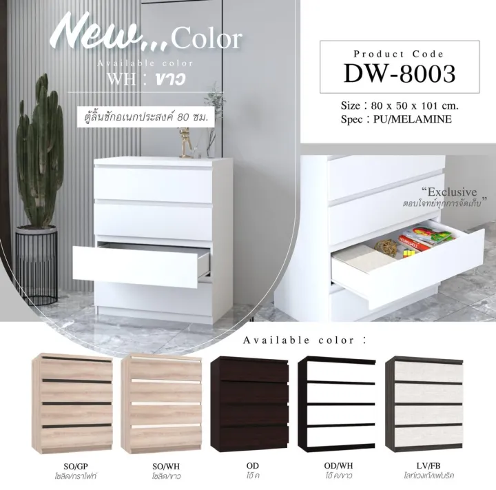 ตู้ลิ้นชักเอนกประสงค์ 4 ชั้น รุ่น-DW8003 | Lazada.co.th