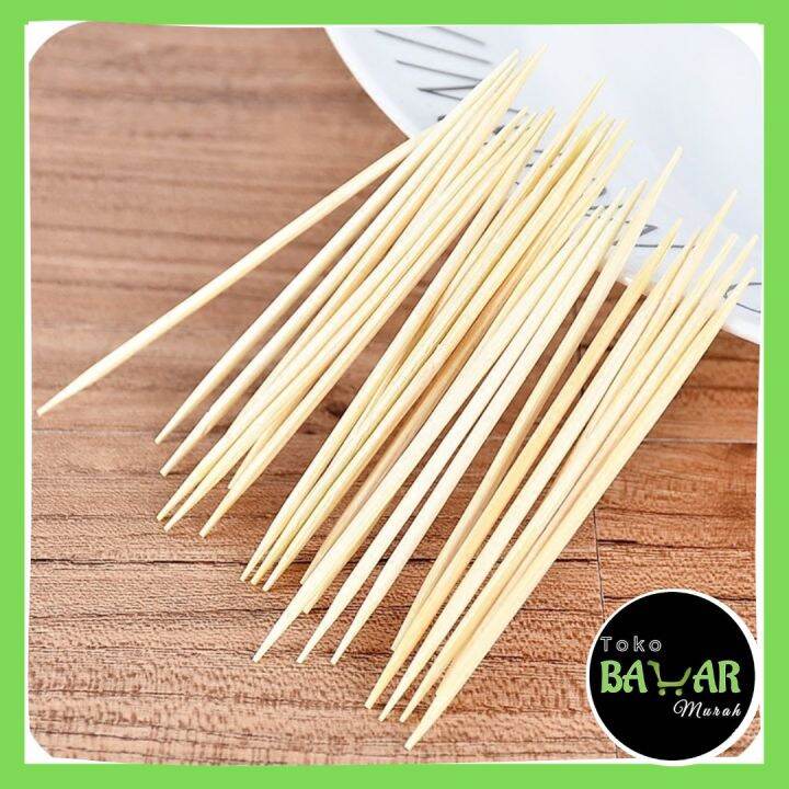 Tusuk Gigi Bambu Isi 150 pcs / Tusuk Kue / Tusuk Buah Serbaguna / Tusuk ...