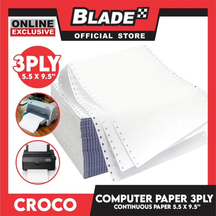 Croco Computer Forms 5.5X9 1/2'' (3PLY) 1Box Continuous Computer Paper ...