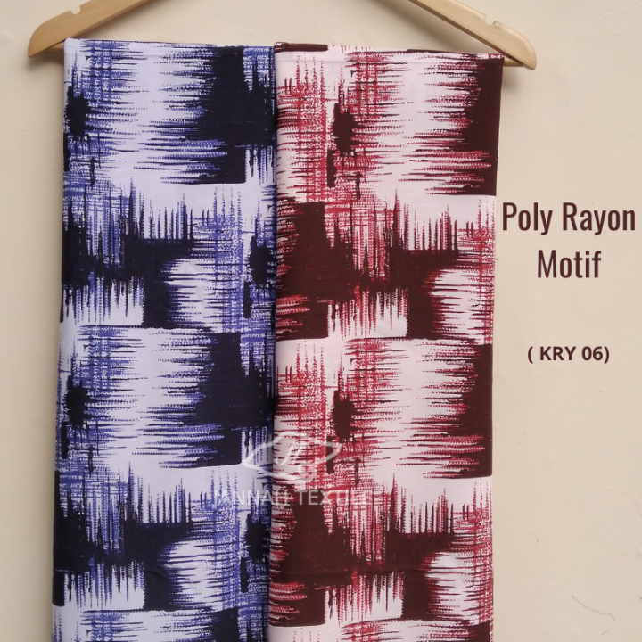 Kain Katun Poly Rayon Motif Abstrak Warna Biru/Merah Harga Per 0,5 ...