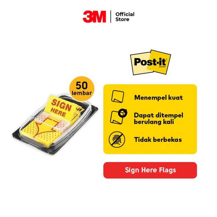 3M Post-it Penanda Tanda Tangan Sign Here 680-9 1X1,7" / Isi 50 Lembar/ Menempel Kuat | Lazada ...