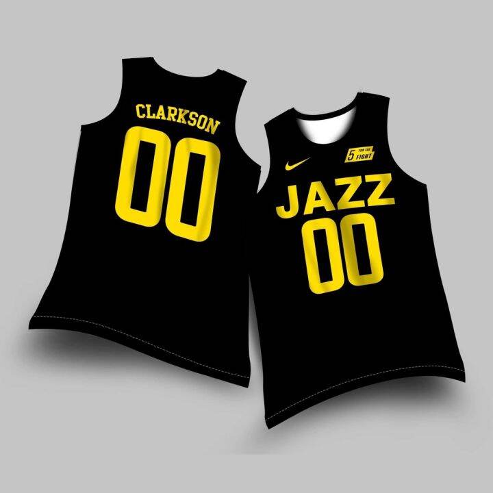 2022! UTAH JAZZ BLACK & YELLOW JERSEY 2023 JORDAN CLARKSON #00 ...