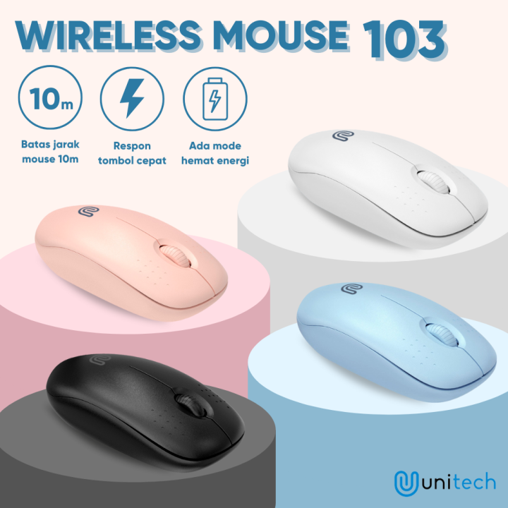 Mouse Wireless Unitech PS-103 2.4Ghz 1200DPI untuk Komputer Laptop ...