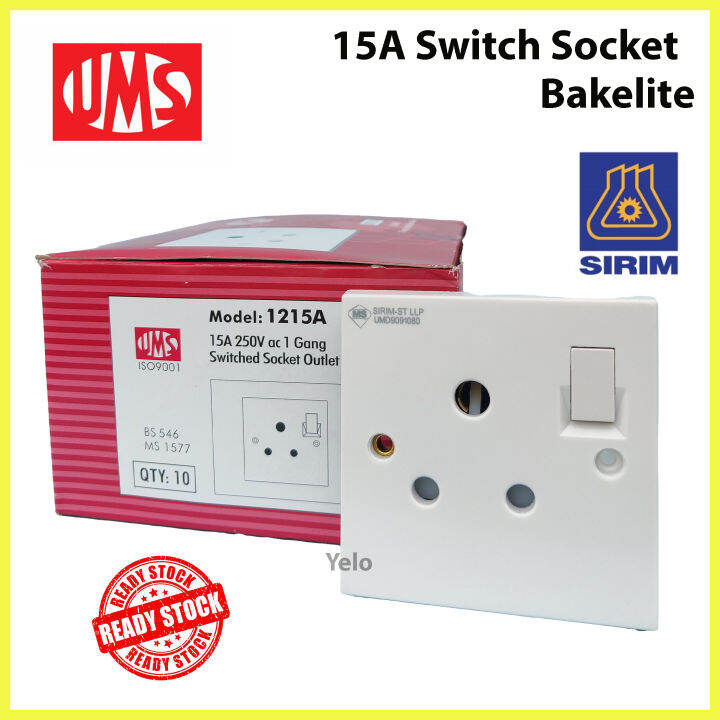 Ums 15a Switch Socket 250v Ac 1 Gang Switched Socket Outlet Heavy Duty