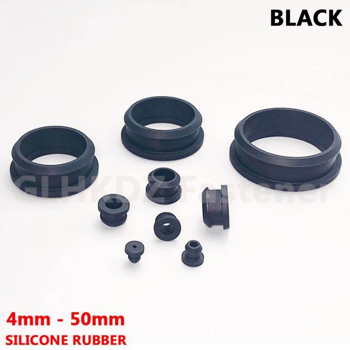 ┇∏ 4-50mm Black Silicone Rubber Snap-on Wiring Grommets Blanking O-ring ...