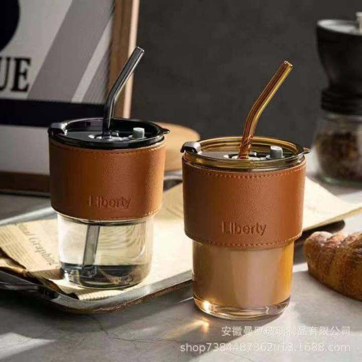 Coffee & Juice Slub Glass Mini Tumbler (with straw & lid) | Lazada PH