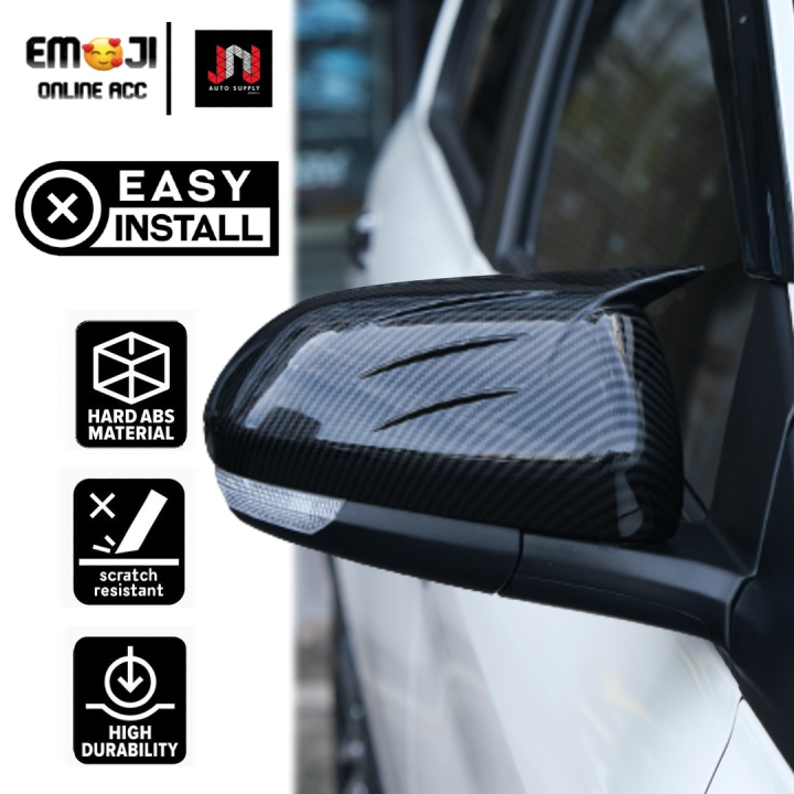 SIDE MIRROR COVER CARBON FIBER / GLOSSY BLACK M STYLE PERODUA MYVI MG3 ...