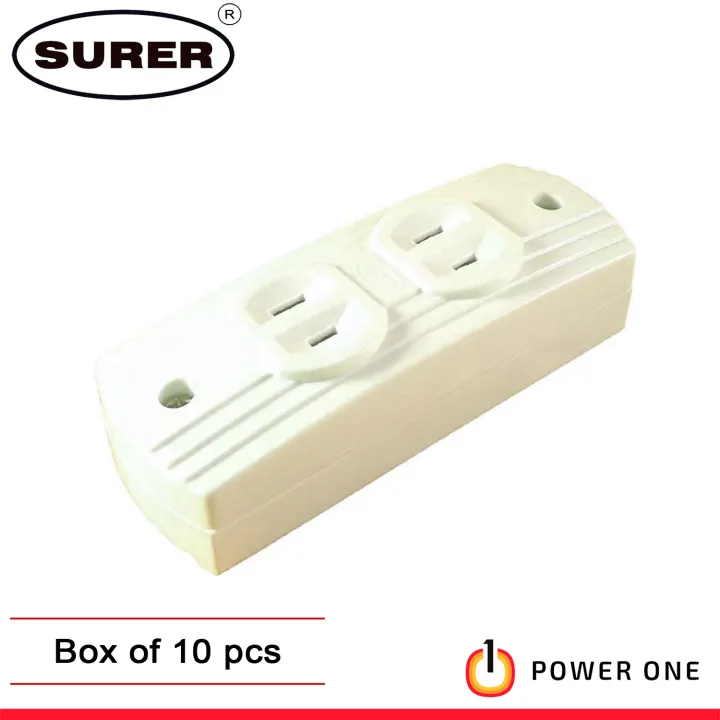 Surer 114 2 Gang Outlet, Surface Type (Black/White) [Box of 10pcs ...
