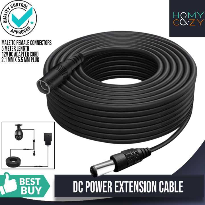 Power Extension Cable Power Supply Adapter Flat Extender Cord,Female to ...