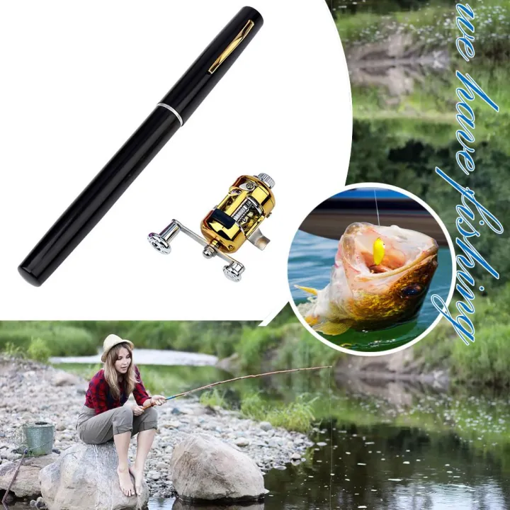 Portable Pocket Folding Mini Aluminum Pen-Shape Fishing Rod w/ Reel ...
