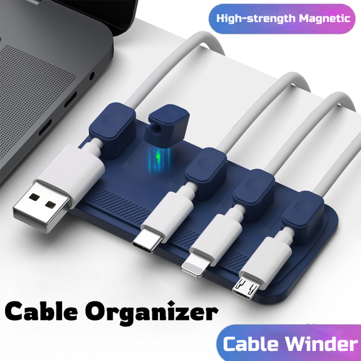 Data Cable Organizer Magnetic Cable Winder Desktop Cord Management Clips Holder Self-adhesive ...