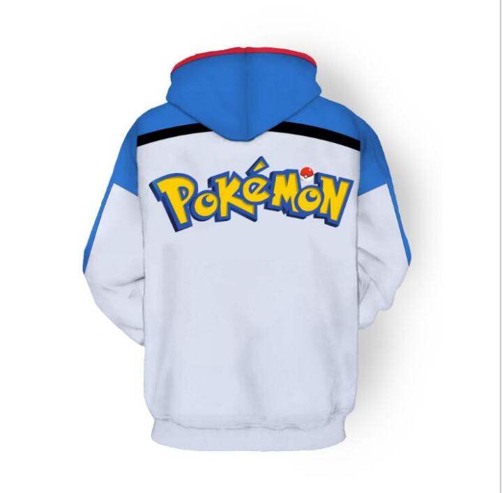 Kids Pokemon Go Plus Ash Ketchum Cosplay Costume Blue Hoodie Jacket ...
