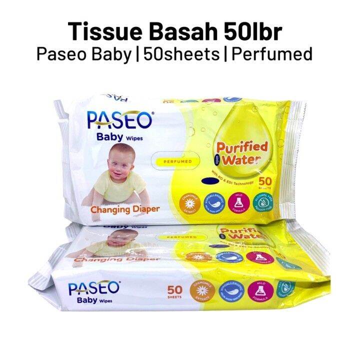 Tissue Basah PASEO isi 50 sheets Baby Wet Wipes Tissu Tisu Ganti Popok ...