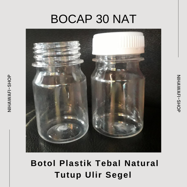 Botol Plastik Kapsul 30 Capsule Tablet Bulat Tebal NAT ULIR White Putih ...