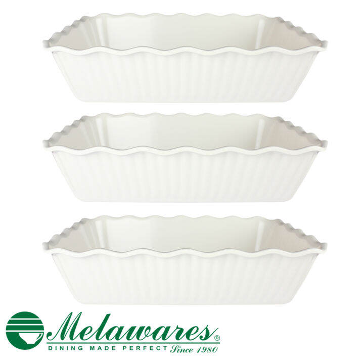 Melawares Ivory 3 Piece 13 inch Melamine Plastic Rectangular Server Set | Lazada PH