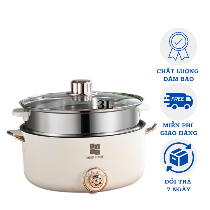 Nồi lẩu hấp đa năng Misu louis rộng 28Cm kèm xửng hấp inox 3 mức chỉnh ...