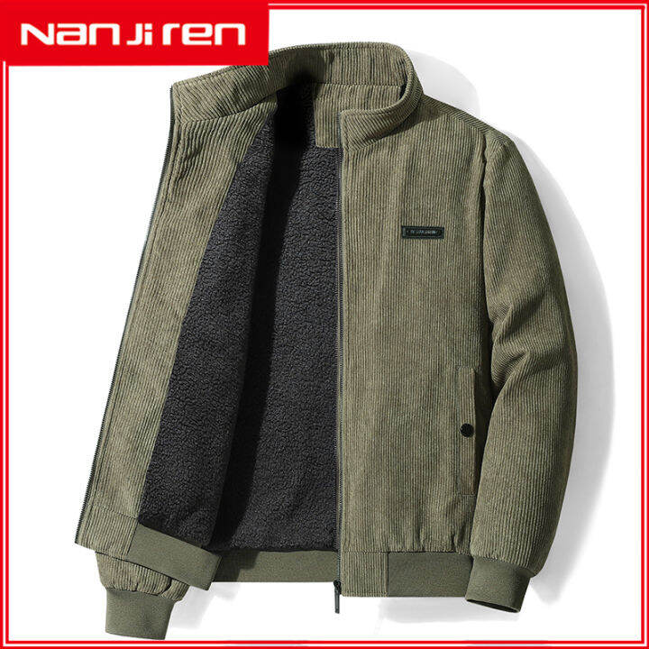 Nanjiren หนาและอบอุ่นผู้ชายขนสัตว์ Hakta,สีทึบทหารผ้าลูกฟูกเสื้อลำลอง ...