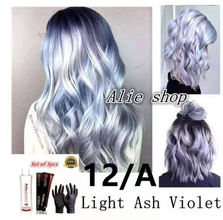 Light Ash Violet Hair Color with Oxidant ( 12/A BOB Keratin Permanent ...