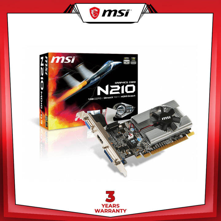 MSi N210-MD1G/D3 Graphics Card with NVIDIA GeForce 210, 1GB GDDR3 ...