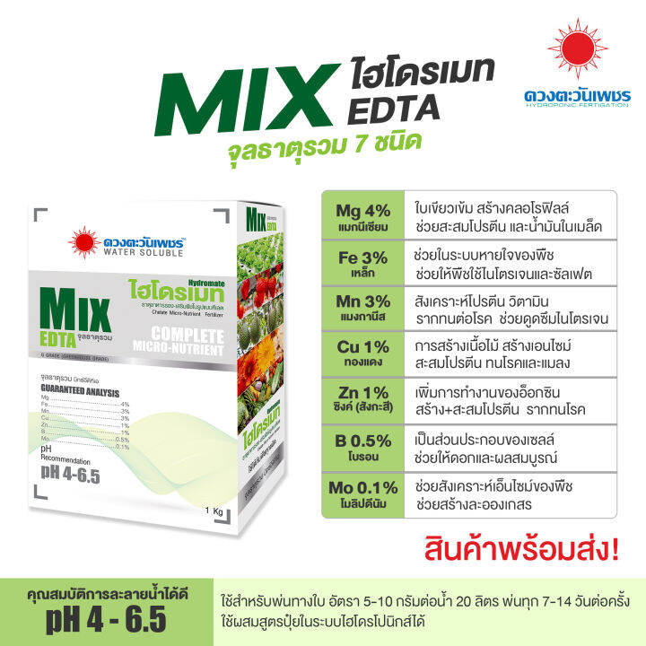 ปุ๋ยธาตุรอง จุลธาตุรวม MIX EDTA (ชนิดผง) รวมธาตุเสริมในรูปคีเลต ดูดซึม ...