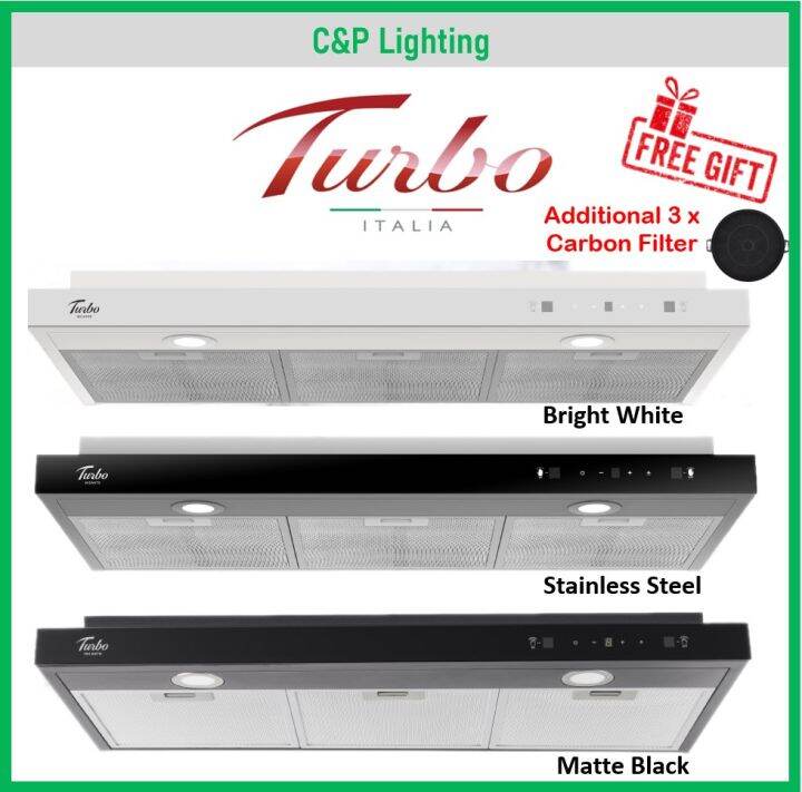 Turbo Italia 90cm Stainless Steel Slimline Cooker Hob Triple Motor with ...