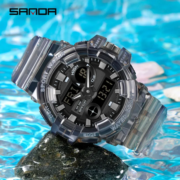 SANDA Fashion Men's/Women's Digital Quartz Dual Display Sport Watch ...