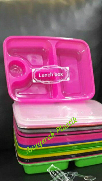 Lunch Box Sekat 4 + Tutup Merek FIM ( WARNA PINK ) HARGA 25 PCS ...