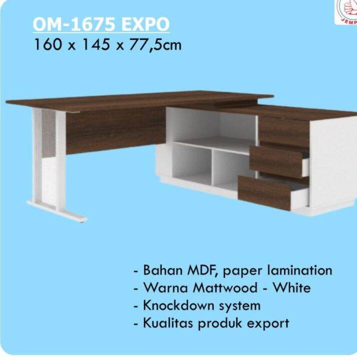 Meja Kantor Sudut Leter Furniture Minimalis OM-1675 Expo | Lazada Indonesia