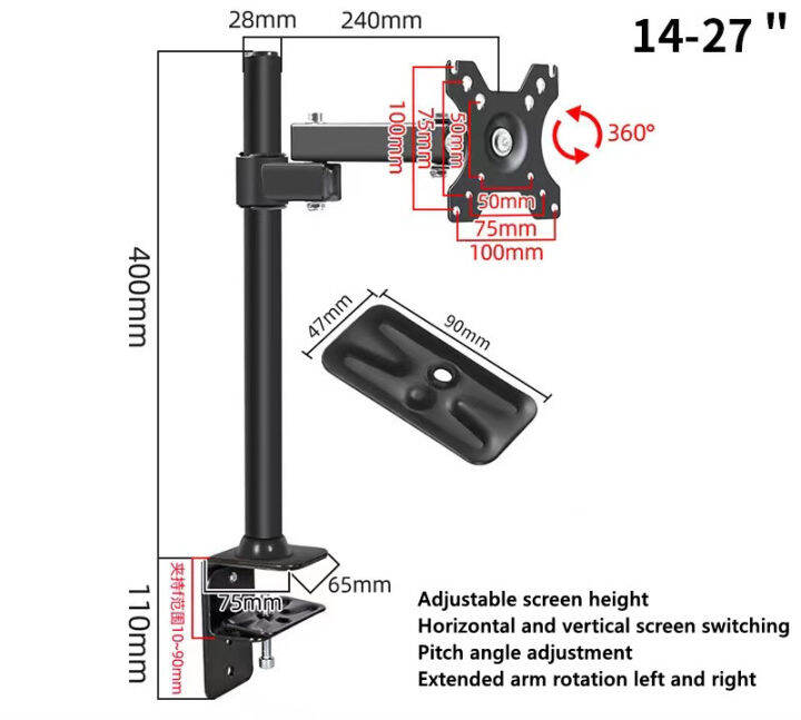 Single Gaming Led Monitor Bracket Mount C-clamp | Lazada PH