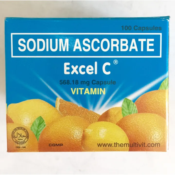 Vitamin C Sodium Ascorbate Excel C 568.18 mg CAPSULE BLISTER PACK x 10 ...