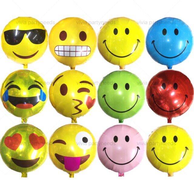 12pcs emoji balloon 18'' smiley face balloon foil balloon | Lazada PH