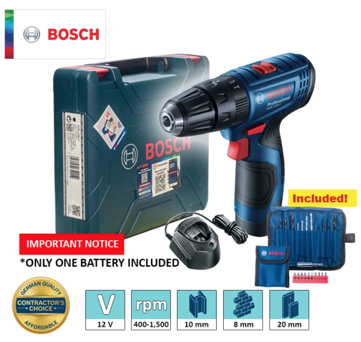 Bosch GSB 120-Li Professional 12 V Cordless Impact Drill with 1 Battery ...